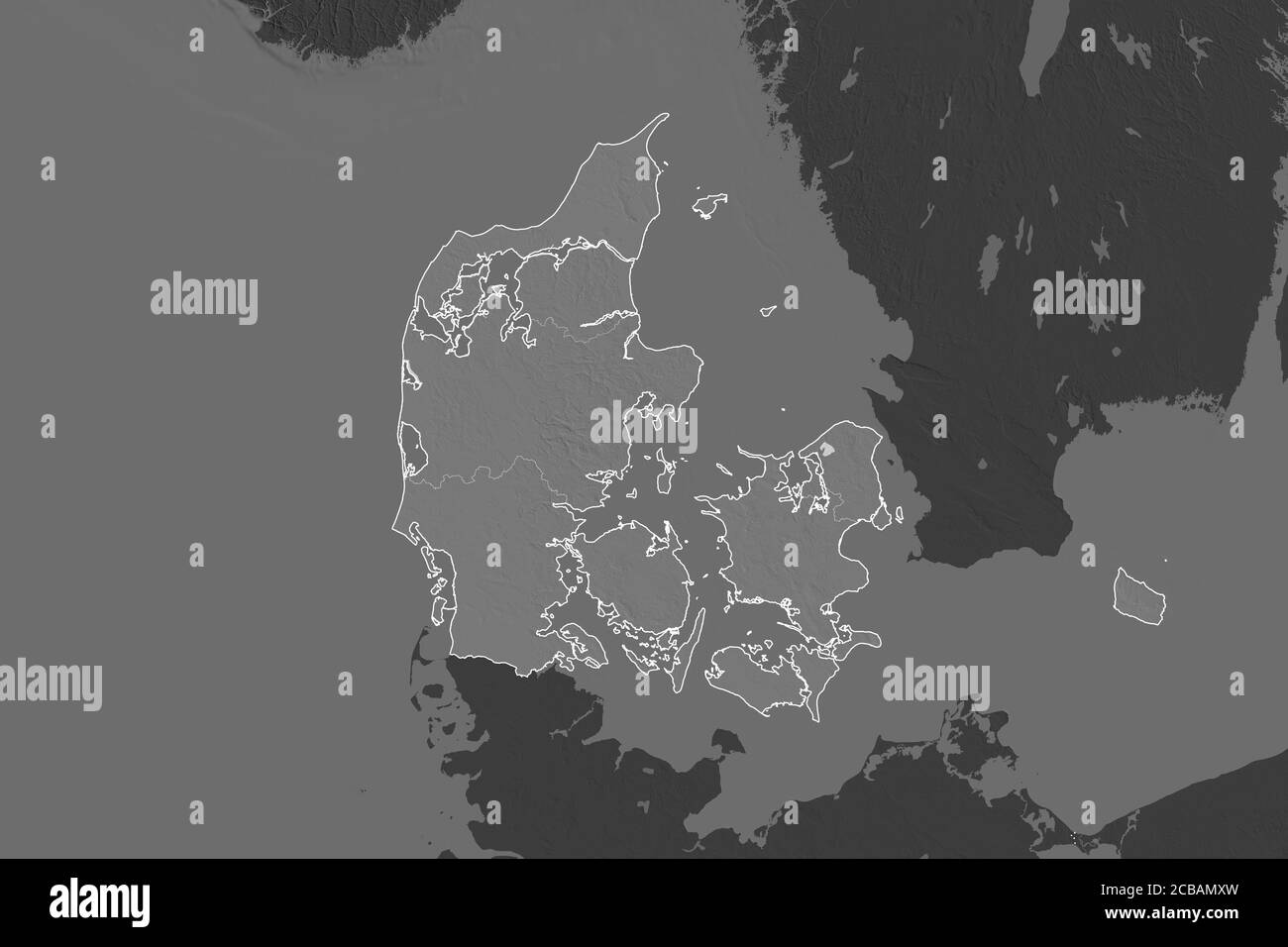 Shape of Denmark separated by the desaturation of neighboring areas ...