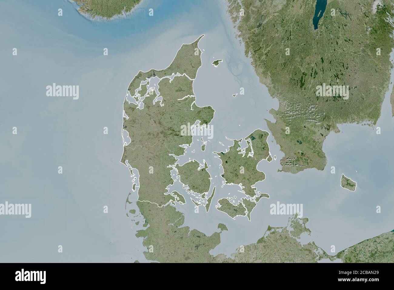 Extended area of Denmark with country outline, international and ...
