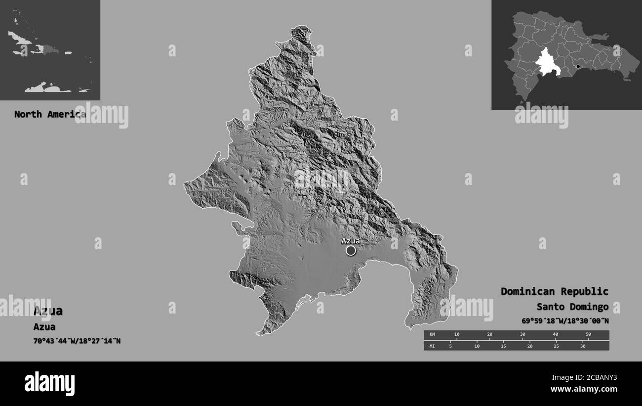 Shape of Azua, province of Dominican Republic, and its capital ...