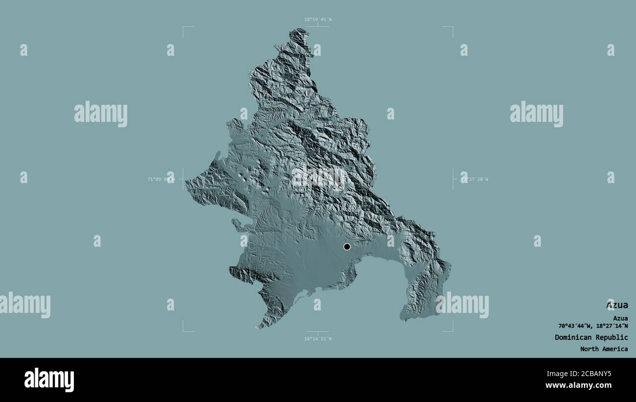 Area of Azua, province of Dominican Republic, isolated on a solid ...