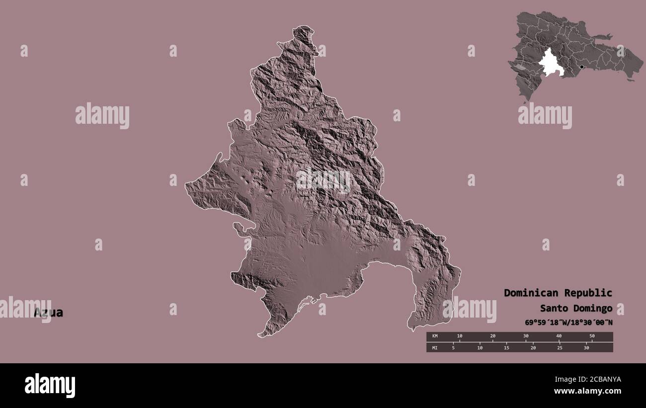 Shape of Azua, province of Dominican Republic, with its capital ...