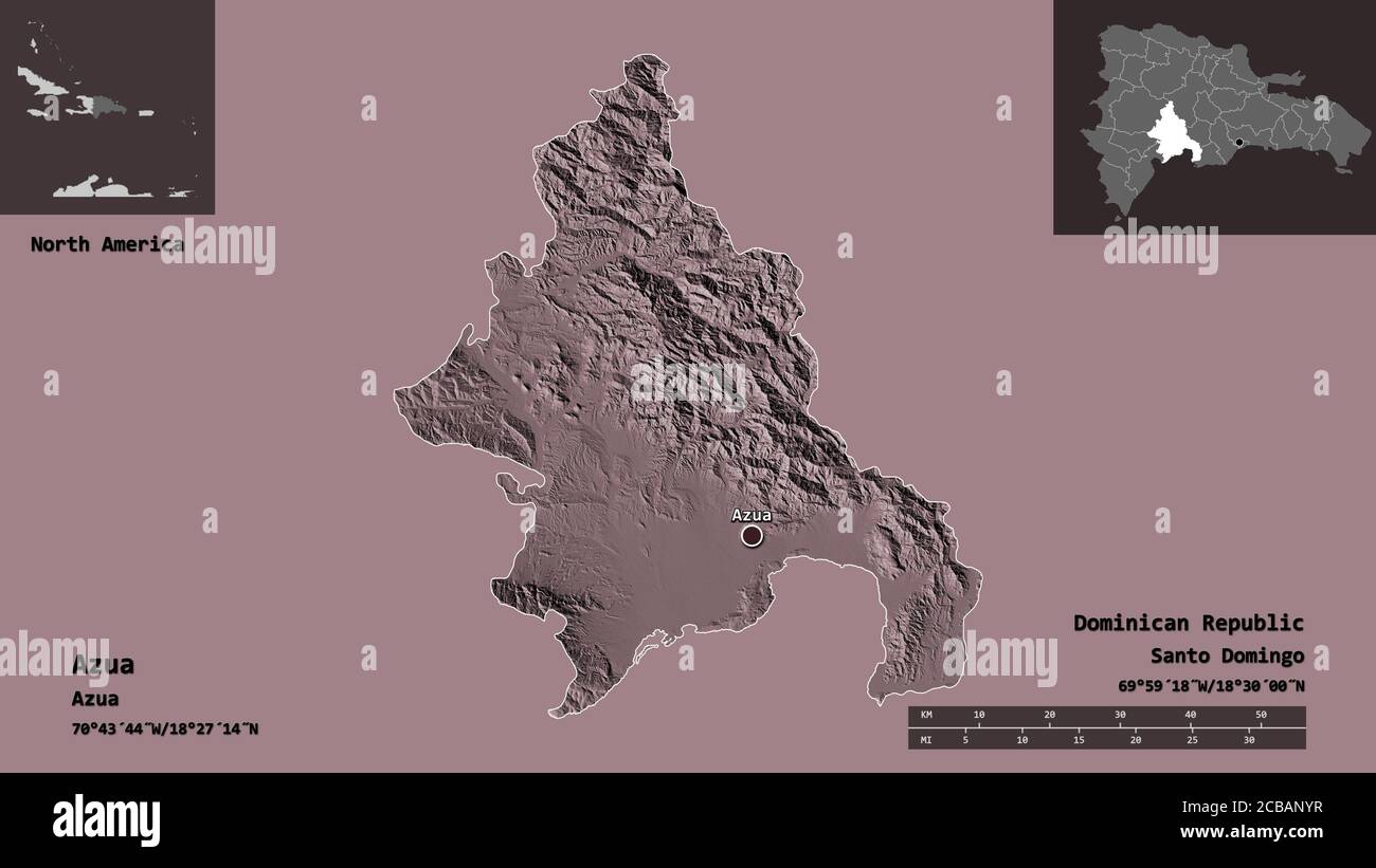 Shape of Azua, province of Dominican Republic, and its capital ...