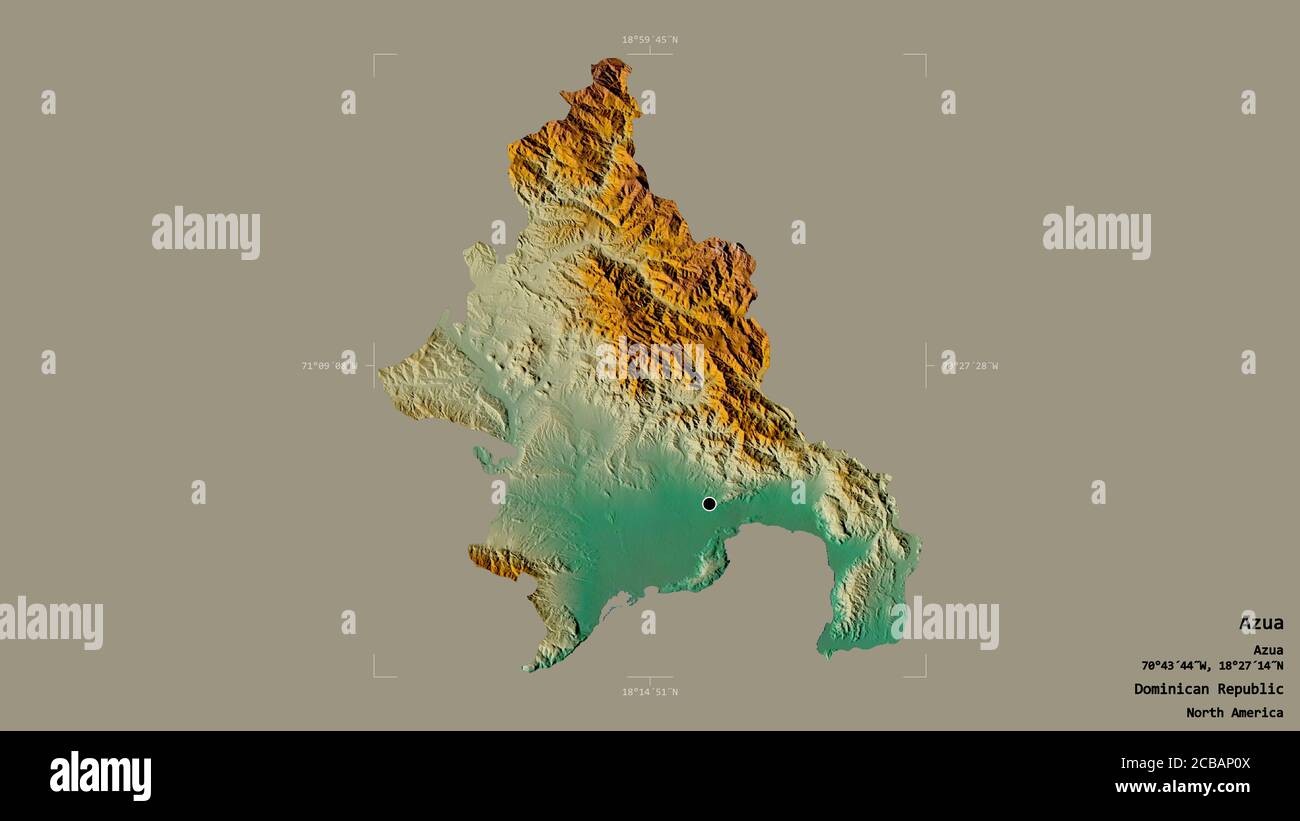 Area of Azua, province of Dominican Republic, isolated on a solid ...