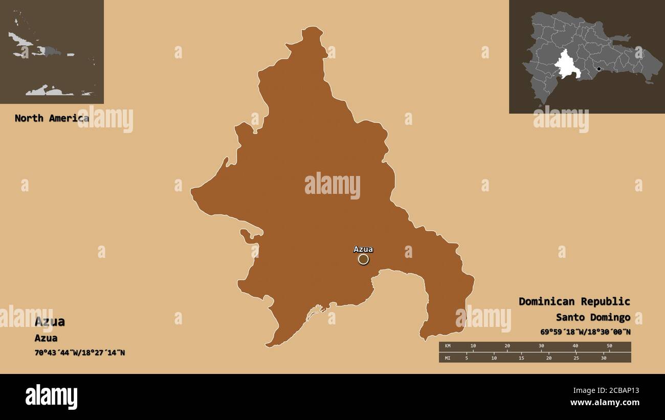 Shape of Azua, province of Dominican Republic, and its capital ...