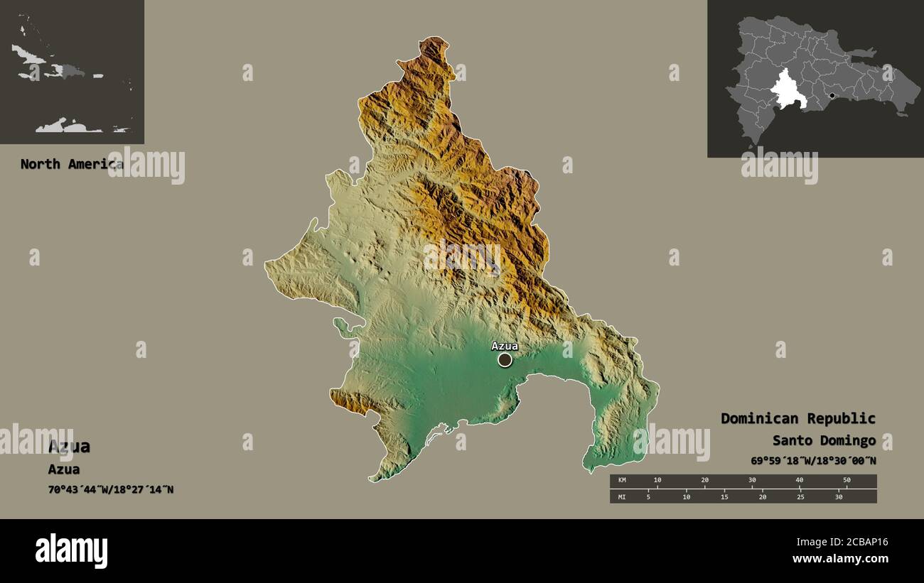 Shape of Azua, province of Dominican Republic, and its capital ...