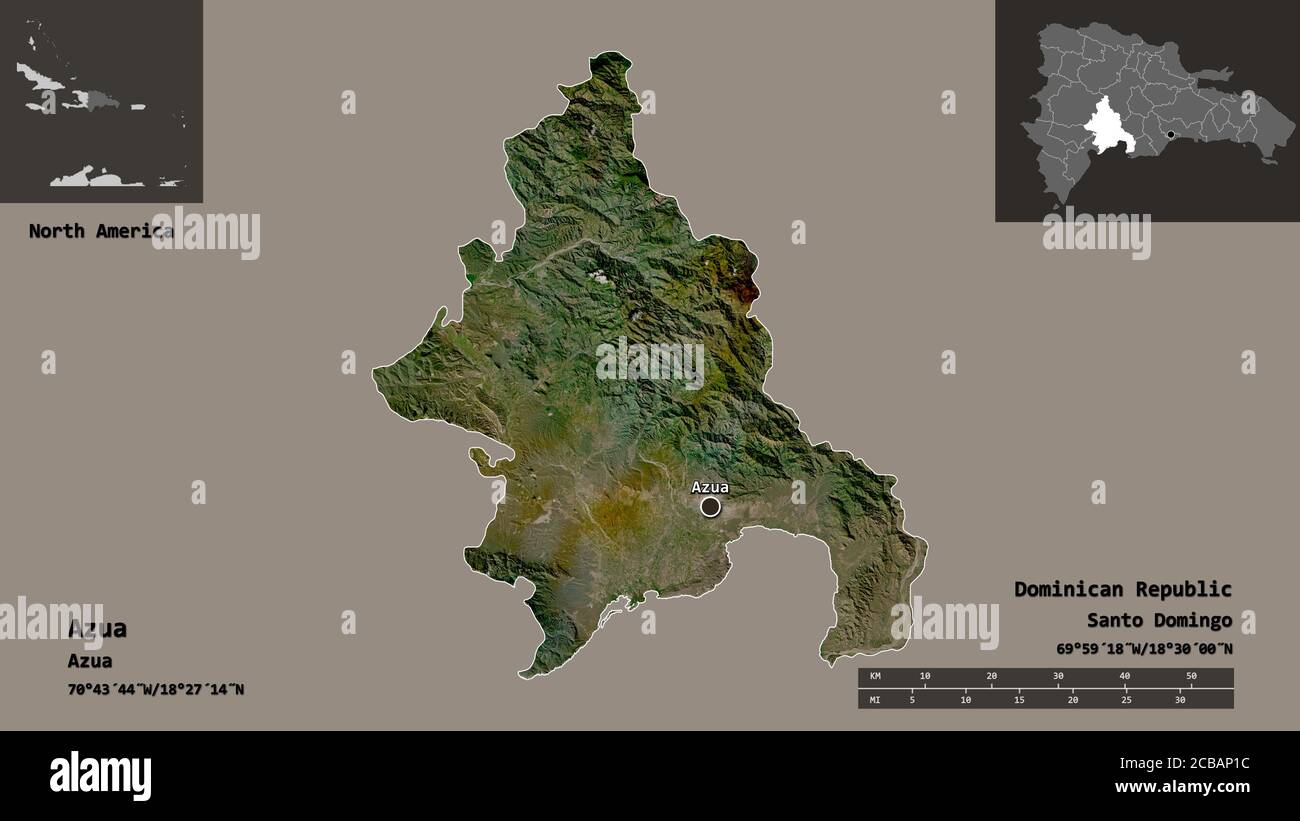Shape of Azua, province of Dominican Republic, and its capital ...