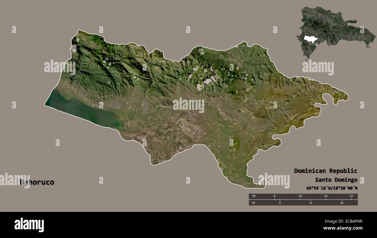 Shape of Bahoruco, province of Dominican Republic, with its capital ...