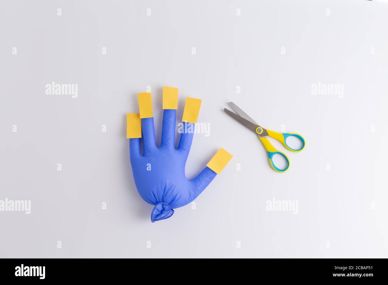 rubber hand with paper nails craft, scissors practice ideas, kids art ...