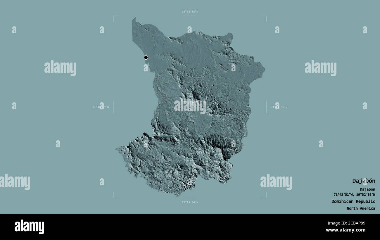 Area of Dajabón, province of Dominican Republic, isolated on a solid ...