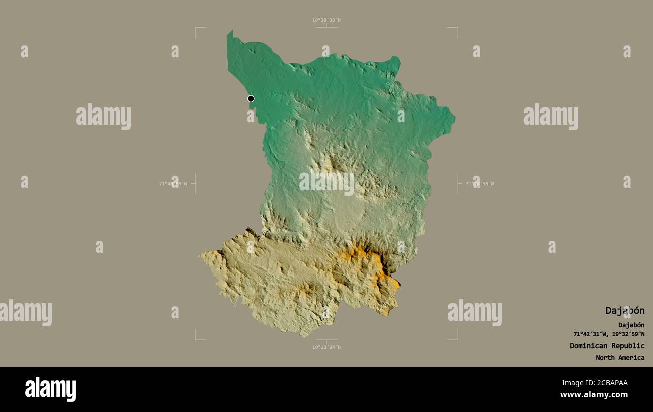 Area of Dajabón, province of Dominican Republic, isolated on a solid ...