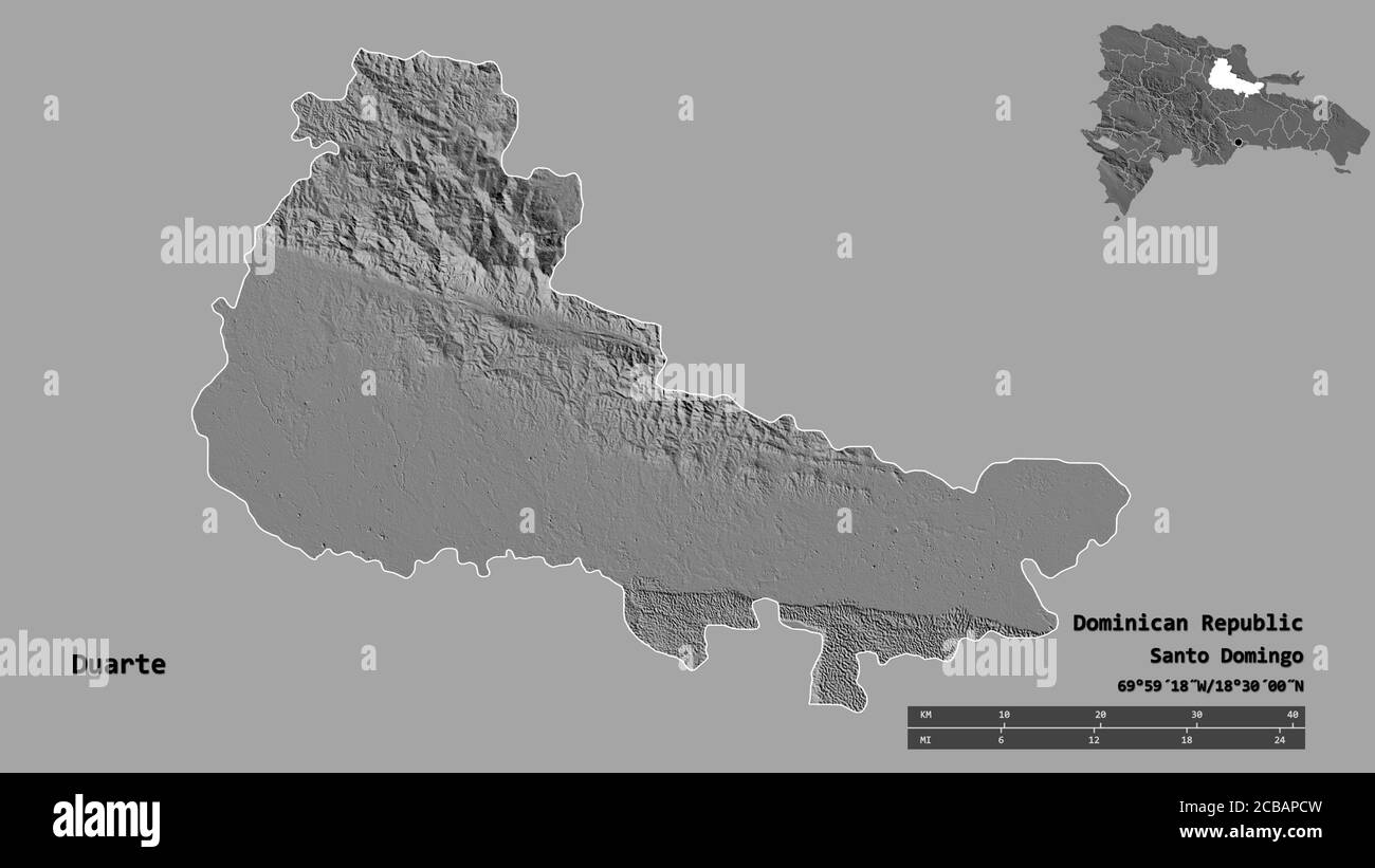 Shape of Duarte, province of Dominican Republic, with its capital ...