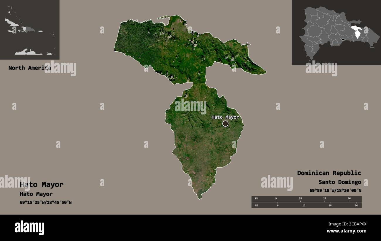 Shape of Hato Mayor, province of Dominican Republic, and its capital ...