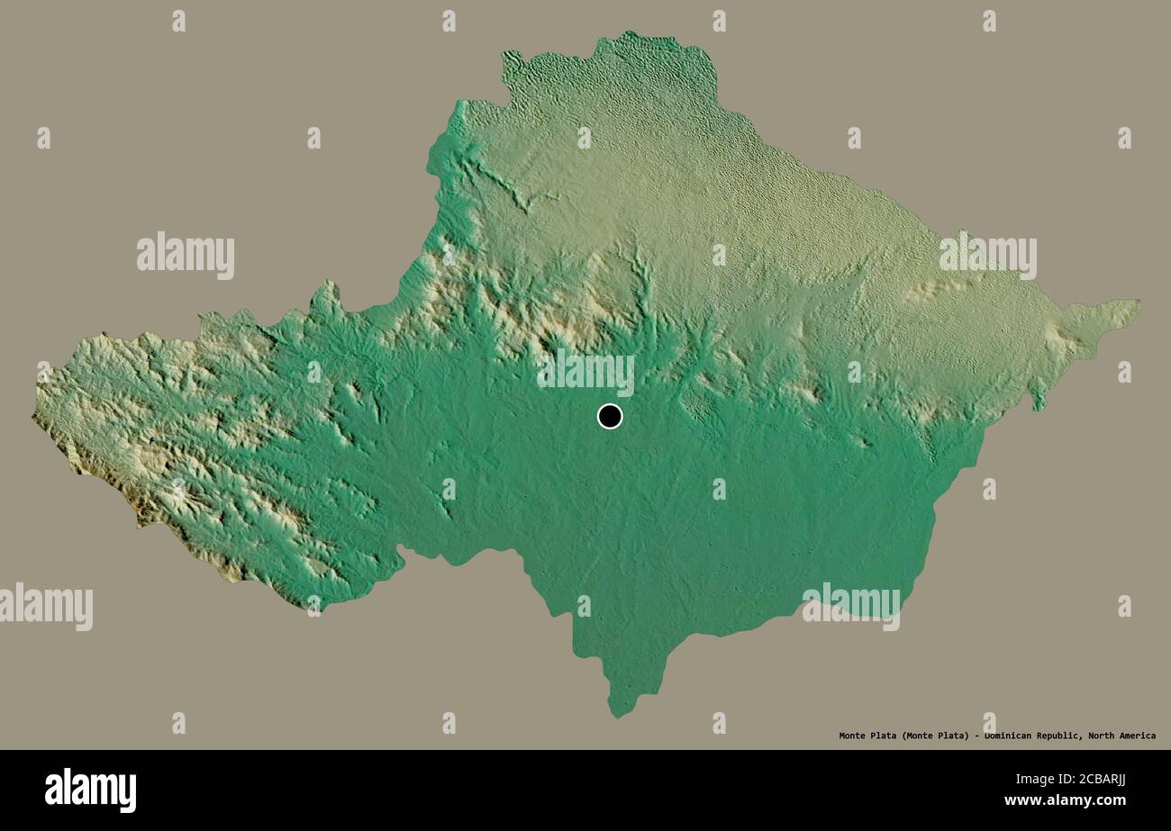 Shape of Monte Plata, province of Dominican Republic, with its capital ...