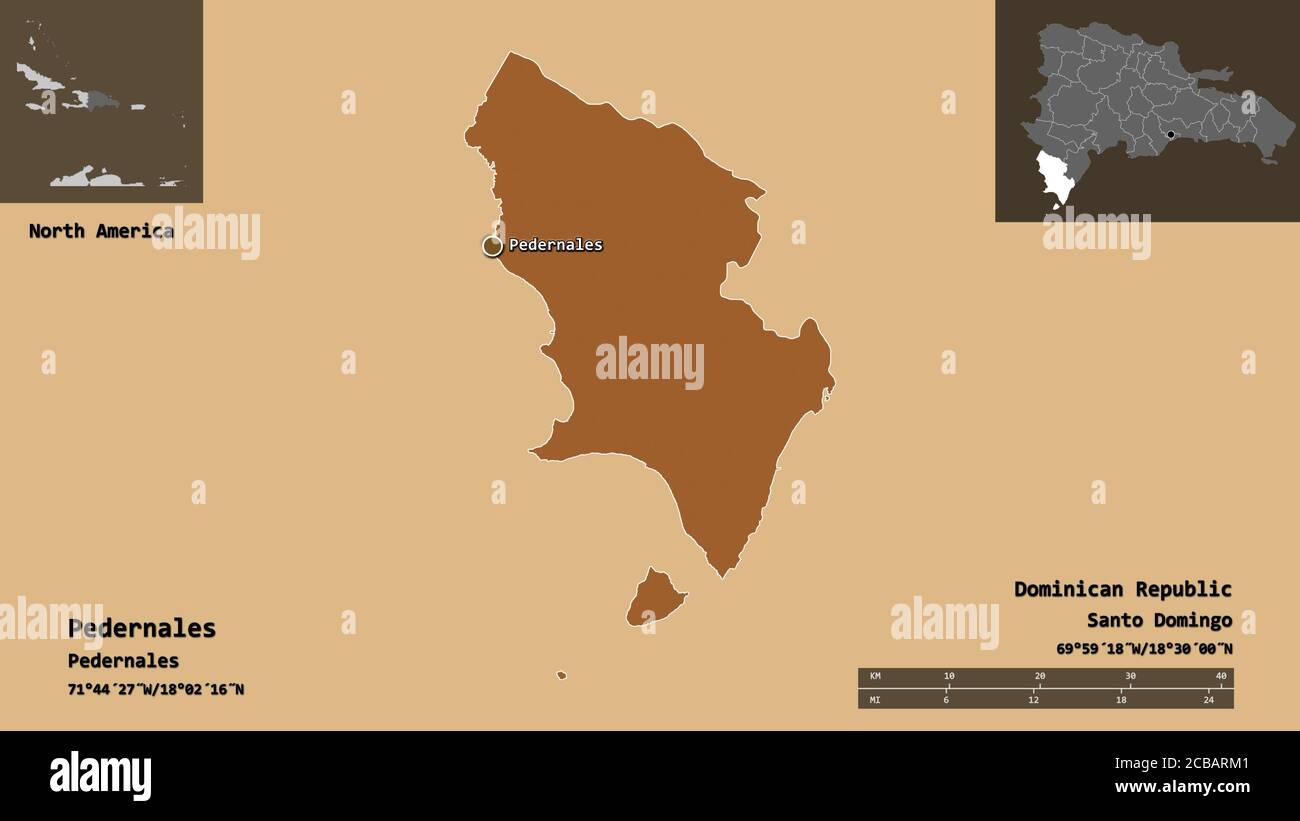 Shape of Pedernales, province of Dominican Republic, and its capital ...