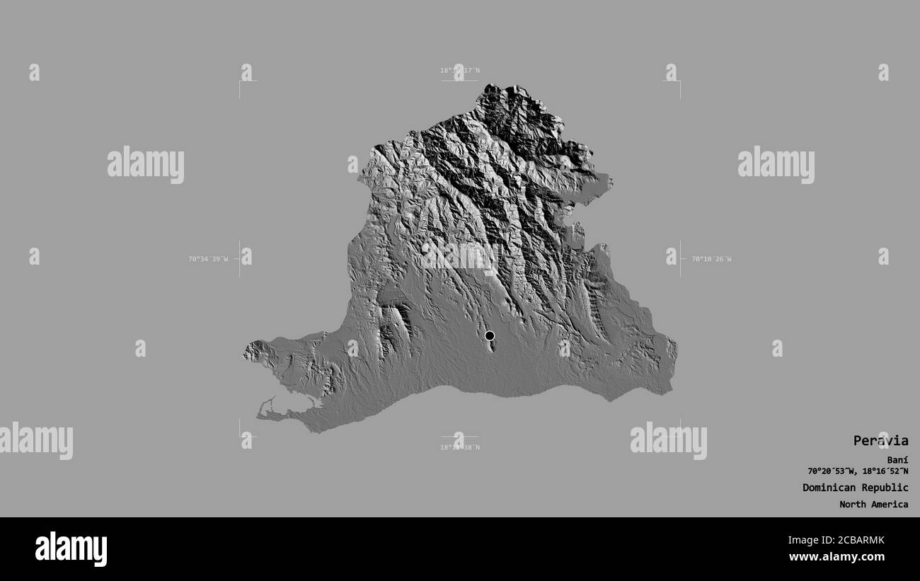 Area of Peravia, province of Dominican Republic, isolated on a solid ...