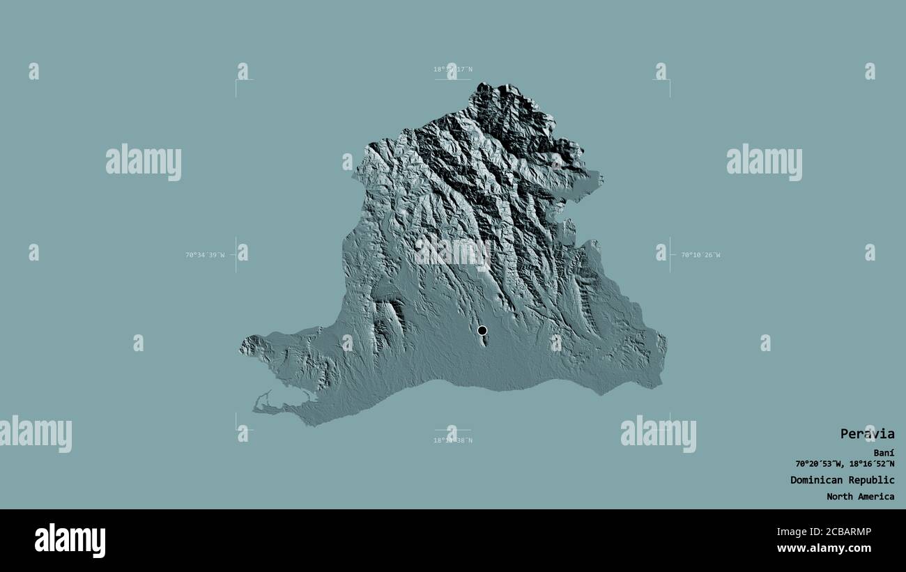 Area of Peravia, province of Dominican Republic, isolated on a solid ...