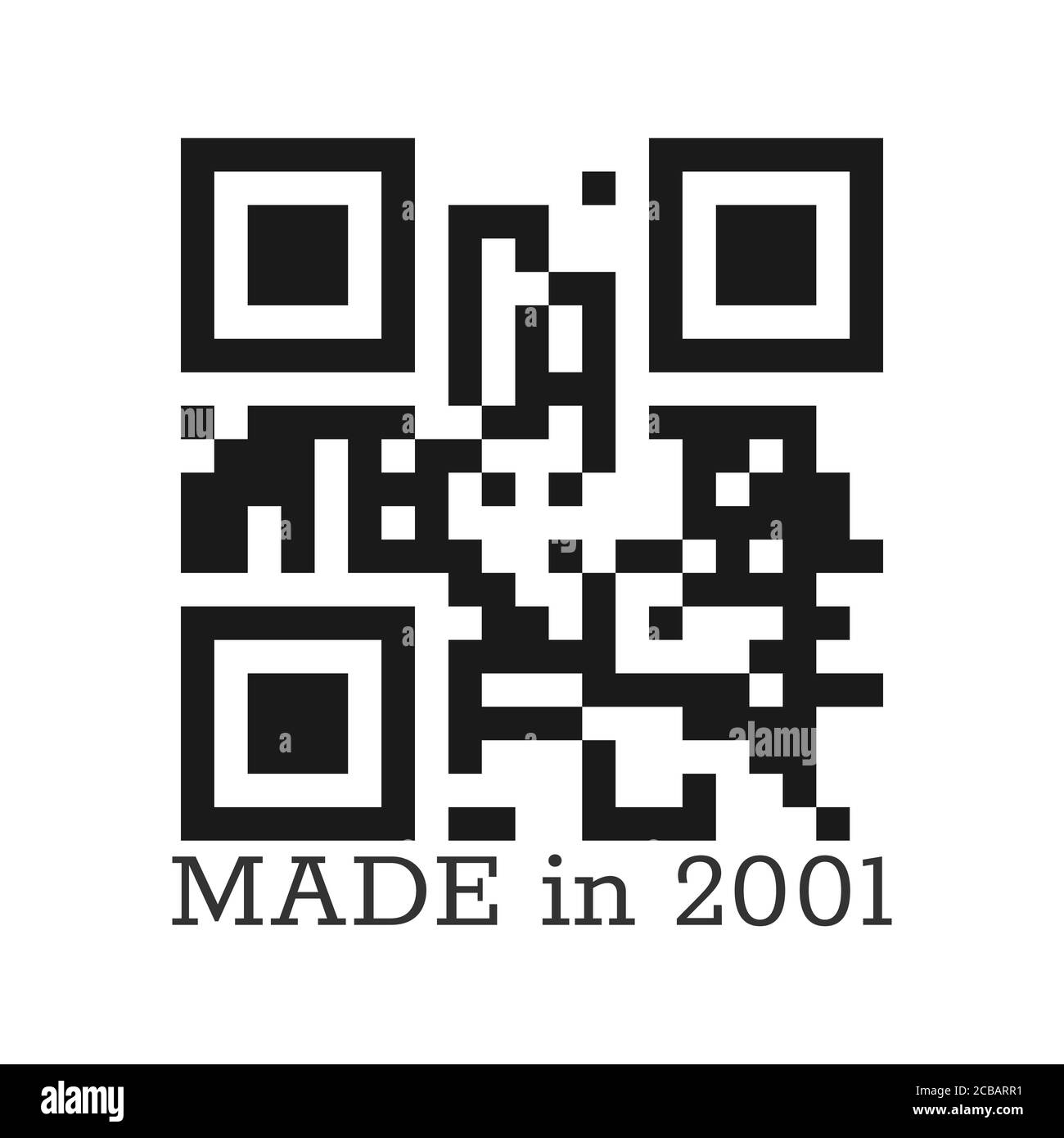 Made in 2001. Stylized vector lettering with a real QR code ...