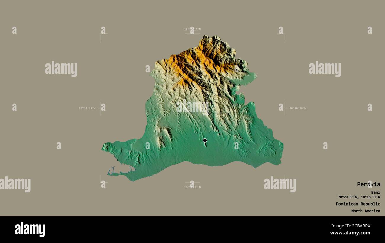 Area of Peravia, province of Dominican Republic, isolated on a solid ...