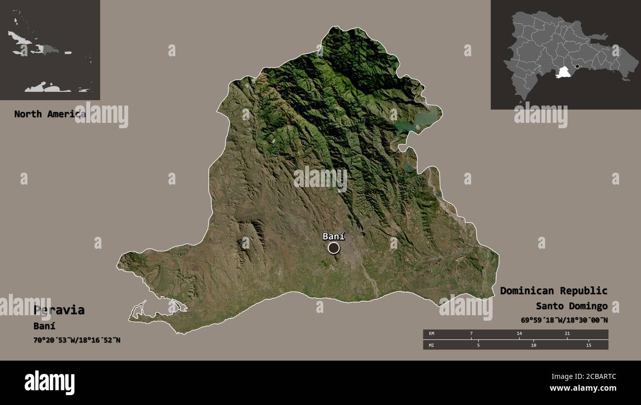 Shape of Peravia, province of Dominican Republic, and its capital ...