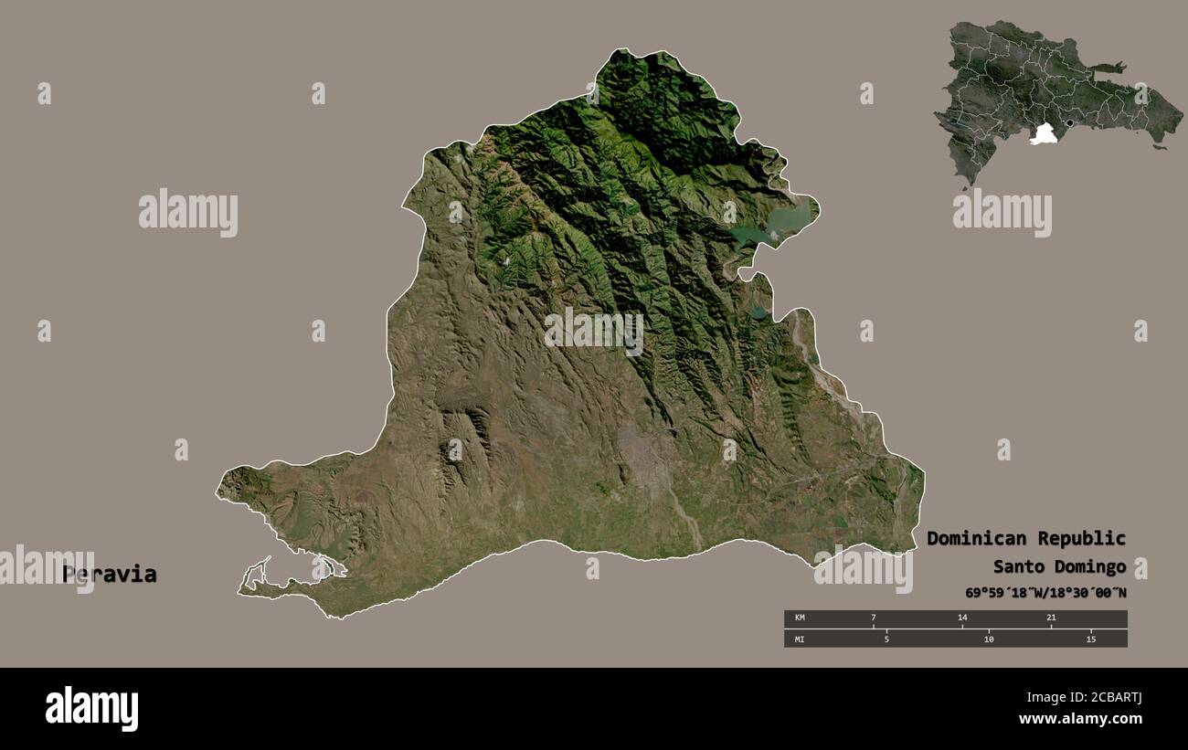 Shape of Peravia, province of Dominican Republic, with its capital ...
