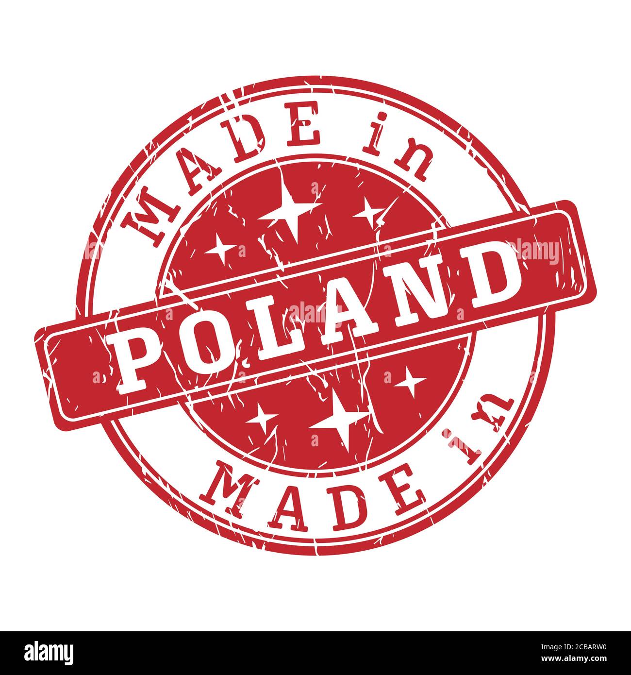 An impression of a seal with the inscription MADE in POLAND, isolated ...