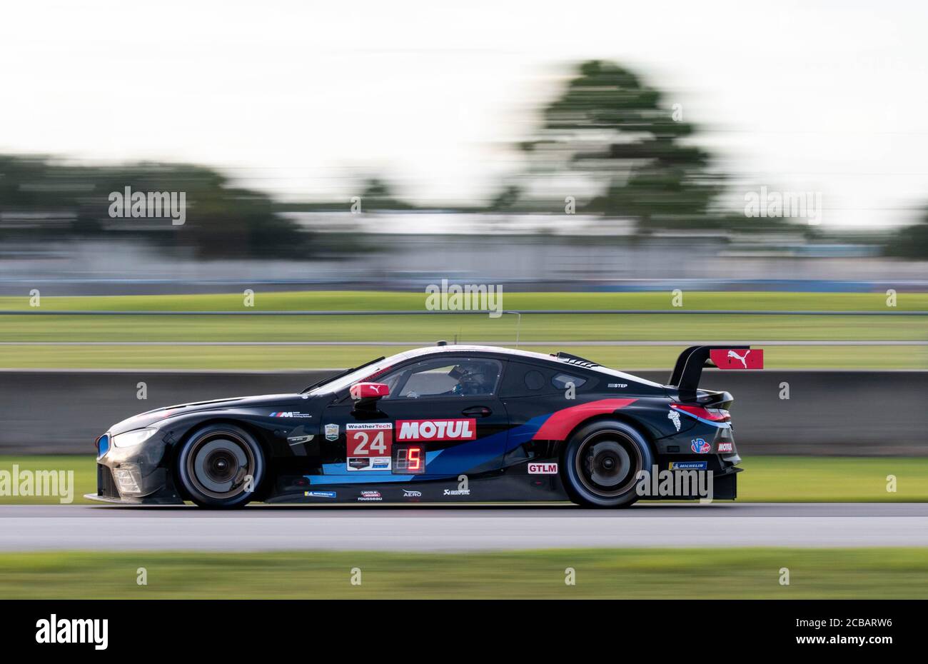 The #24 BMW M8 heading towards the famous turn 7 at the Cadillac Grand ...