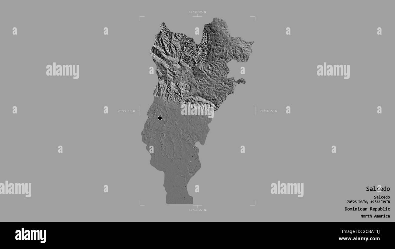 Area of Salcedo, province of Dominican Republic, isolated on a solid ...