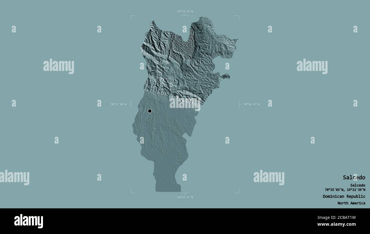 Area of Salcedo, province of Dominican Republic, isolated on a solid ...