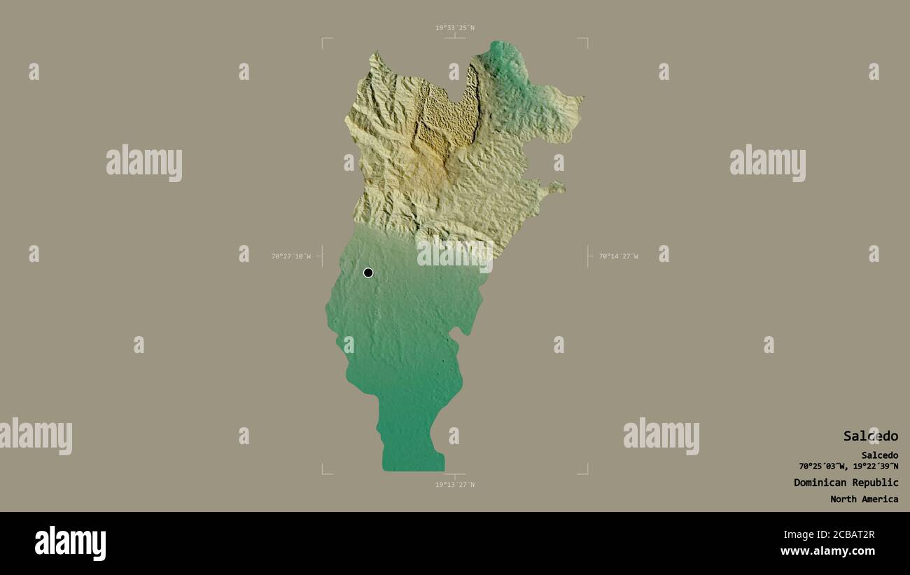 Area of Salcedo, province of Dominican Republic, isolated on a solid ...
