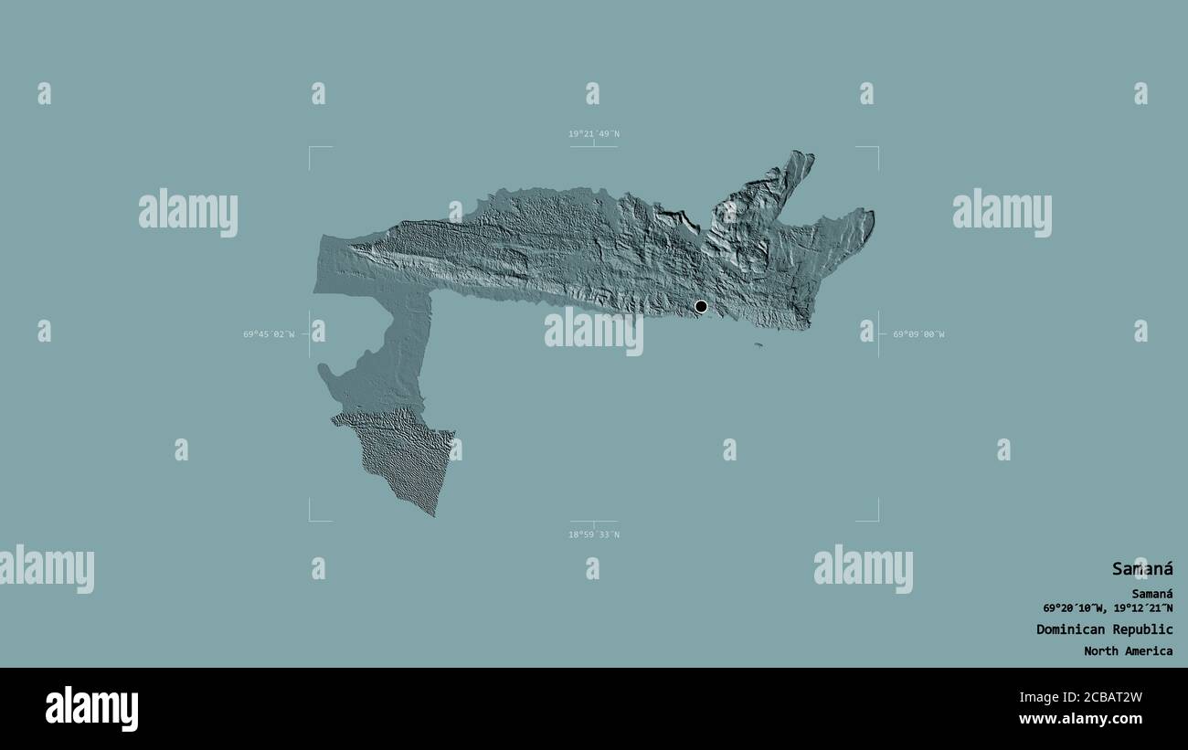 Area of Samaná, province of Dominican Republic, isolated on a solid ...