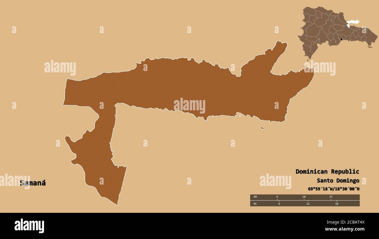 Shape of Samaná, province of Dominican Republic, with its capital ...