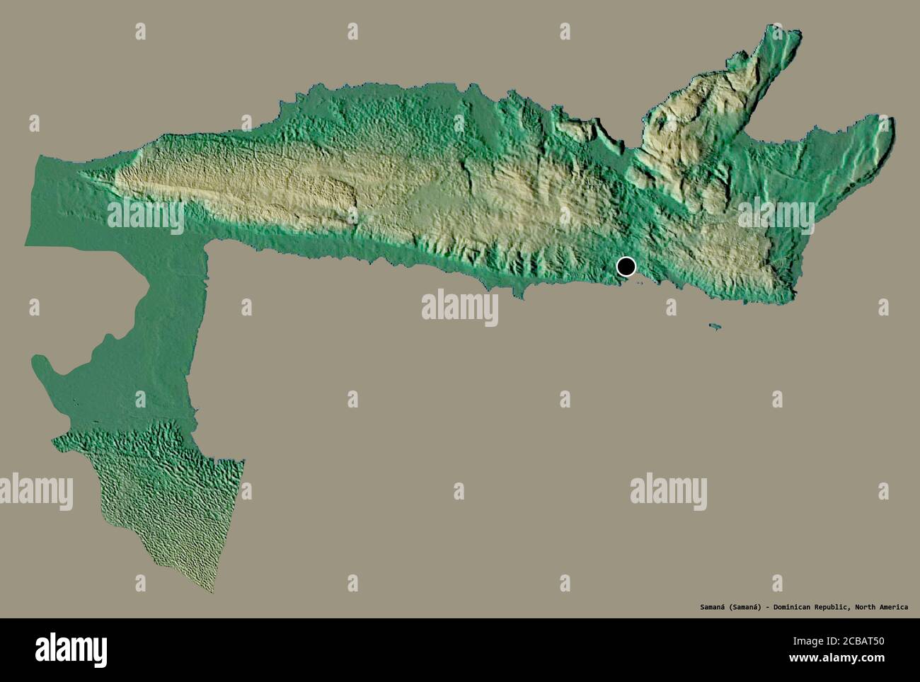 Shape of Samaná, province of Dominican Republic, with its capital ...