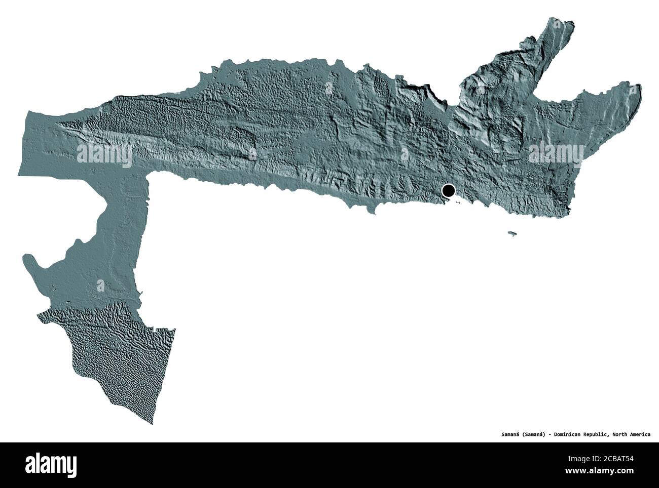 Shape of Samaná, province of Dominican Republic, with its capital ...