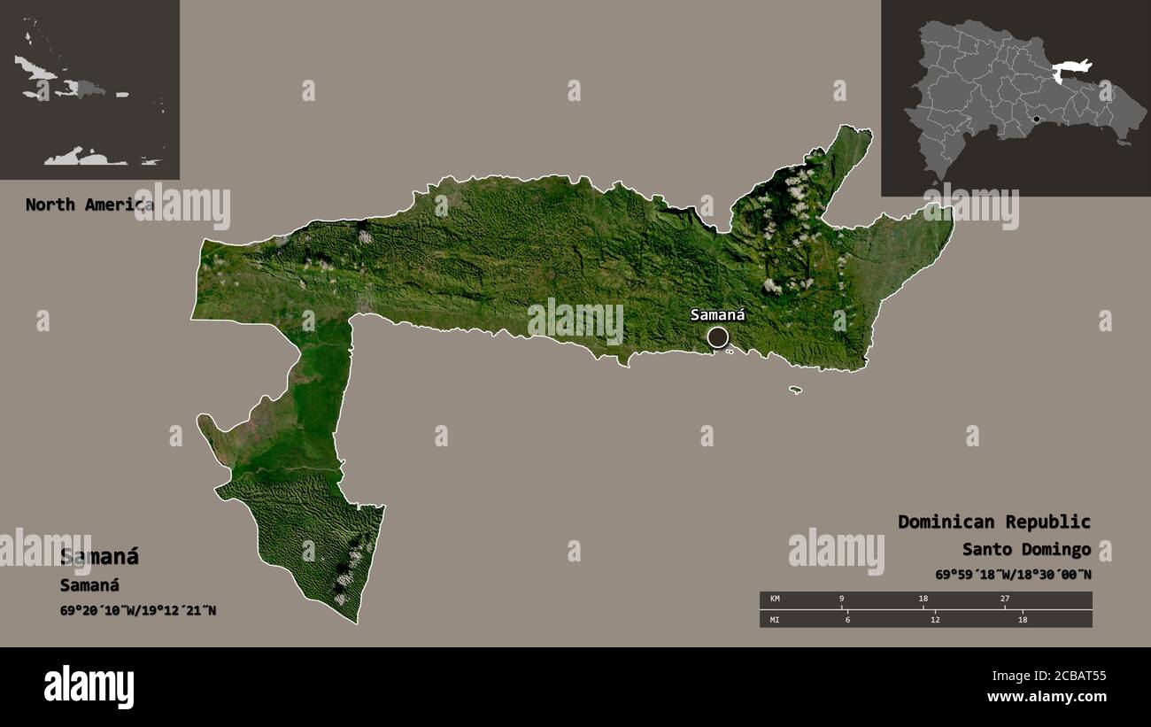 Shape of Samaná, province of Dominican Republic, and its capital ...