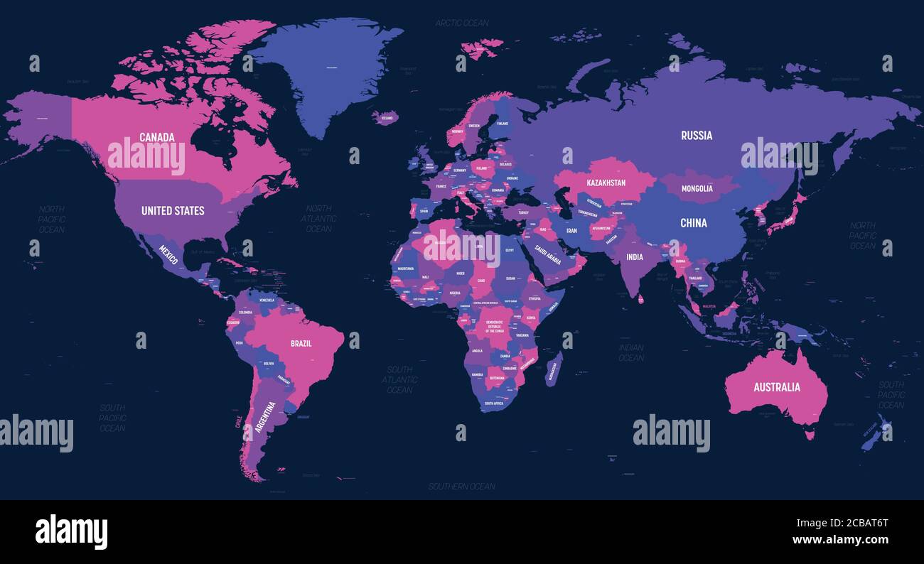World map. High detailed political map of World with country, capital ...