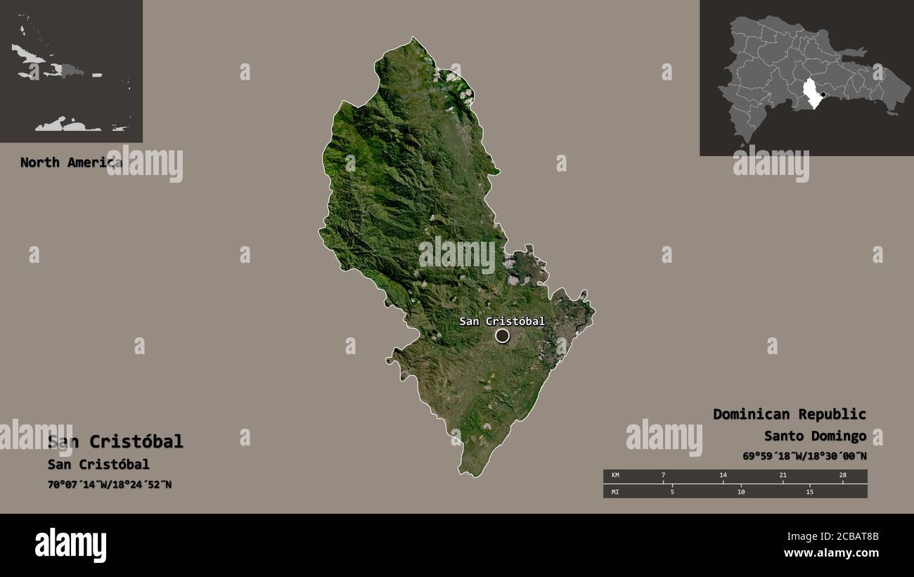 Shape of San Cristóbal, province of Dominican Republic, and its capital ...