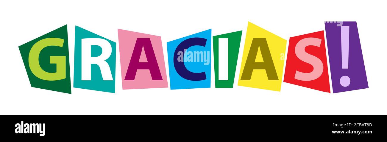 THANK YOU. Stylized vector lettering in Spanish for banners and theme ...