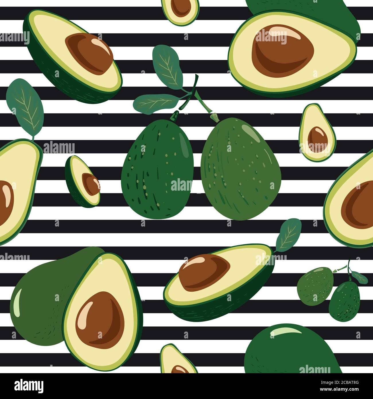 Avocado seamless pattern for textiles, prints. Avocado on striped ...