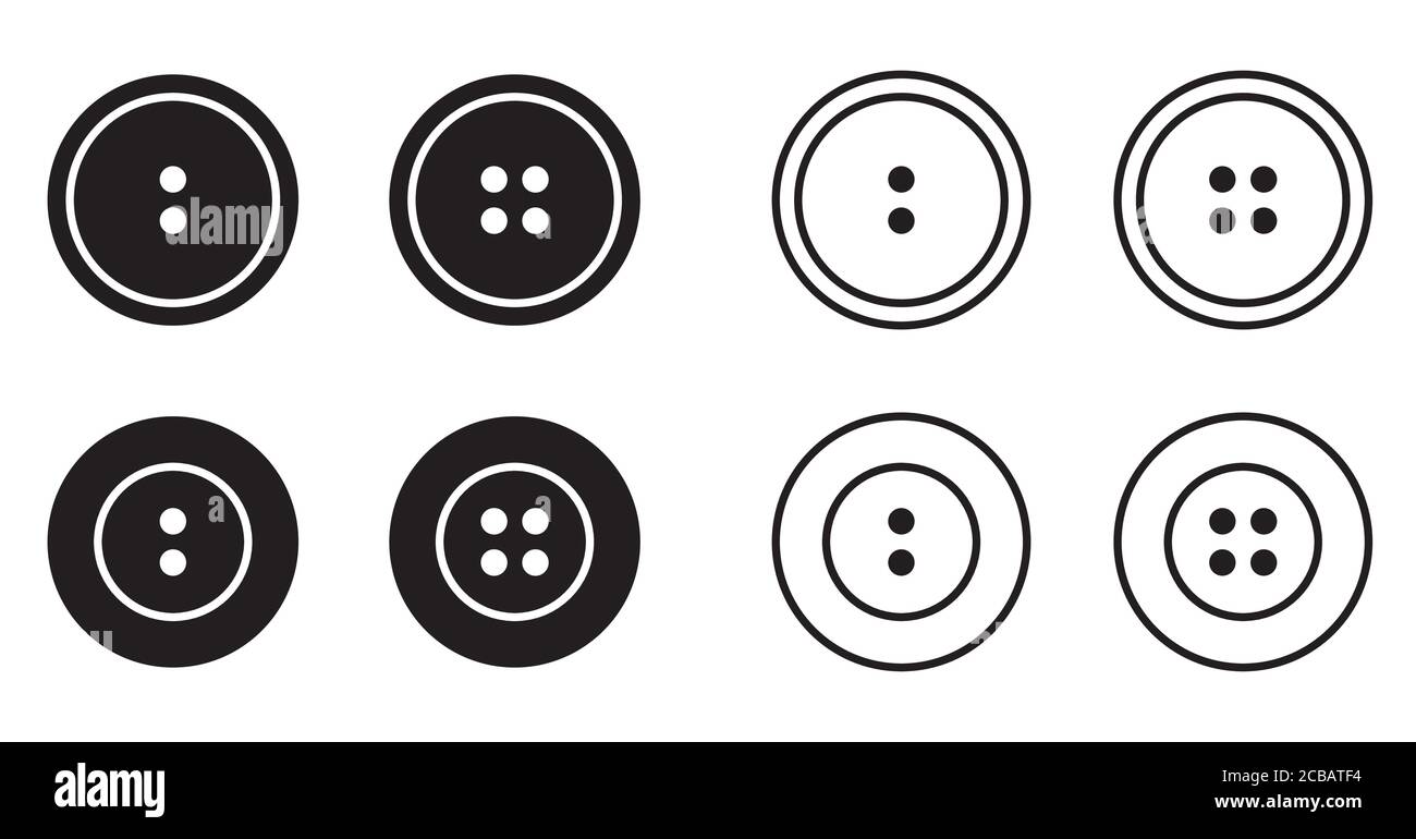 Sewing button for clothes icons set logotype. Vector isolated clothing ...