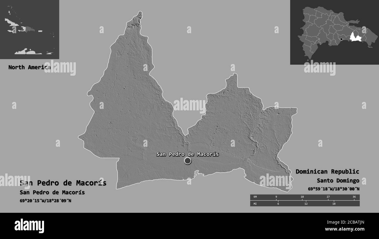 Shape of San Pedro de Macorís, province of Dominican Republic, and its ...
