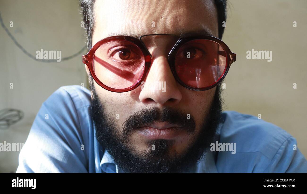 Man red eyes irritation hi-res stock photography and images - Alamy