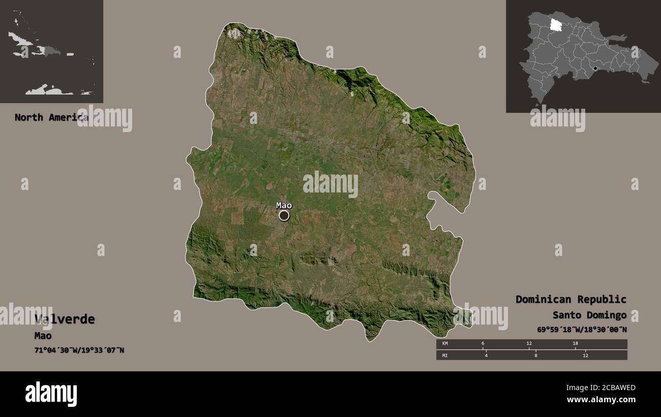 Shape of Valverde, province of Dominican Republic, and its capital ...