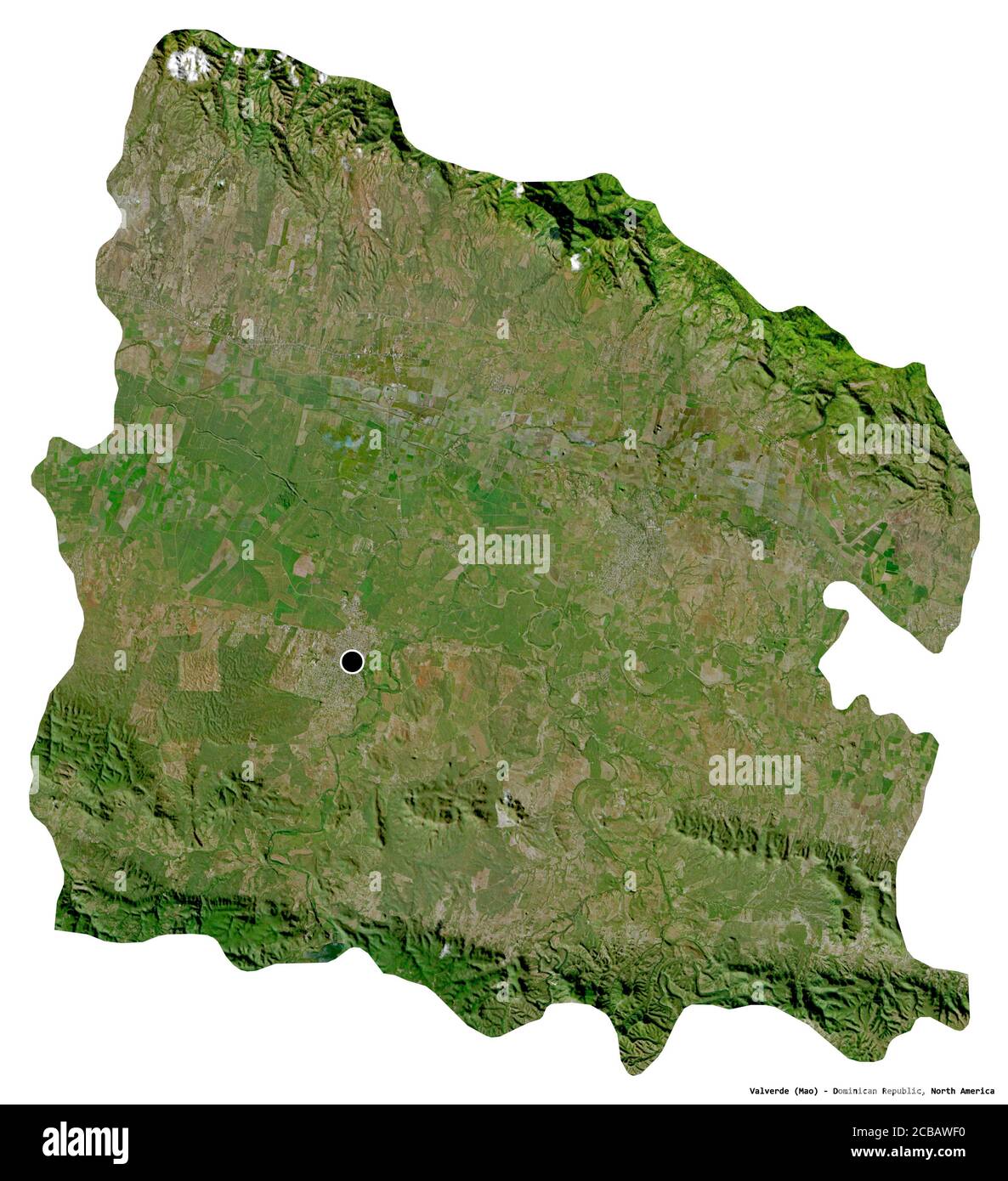 Shape of Valverde, province of Dominican Republic, with its capital ...