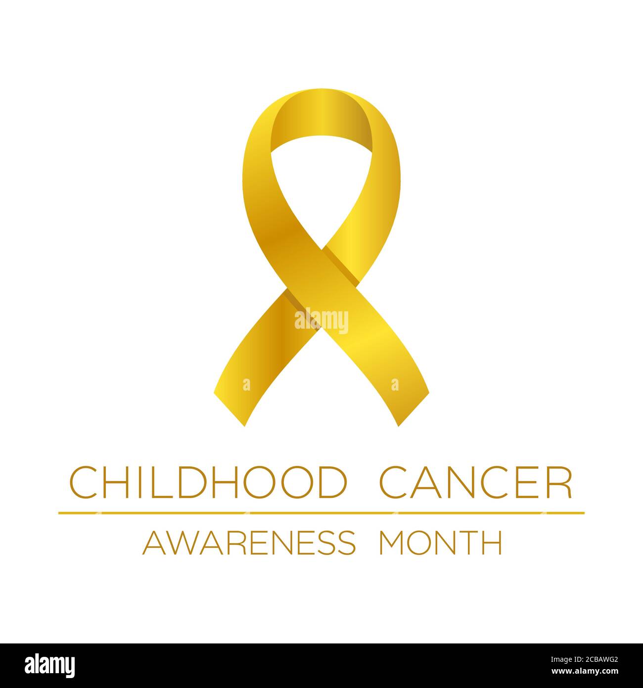 Childhood cancer awareness month poster. Golden kid's carcinoma ribbon ...