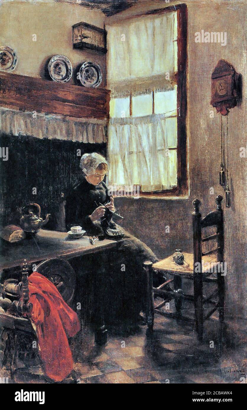 Liebermann Max - Stille Arbeit - German School - 19th Century Stock ...