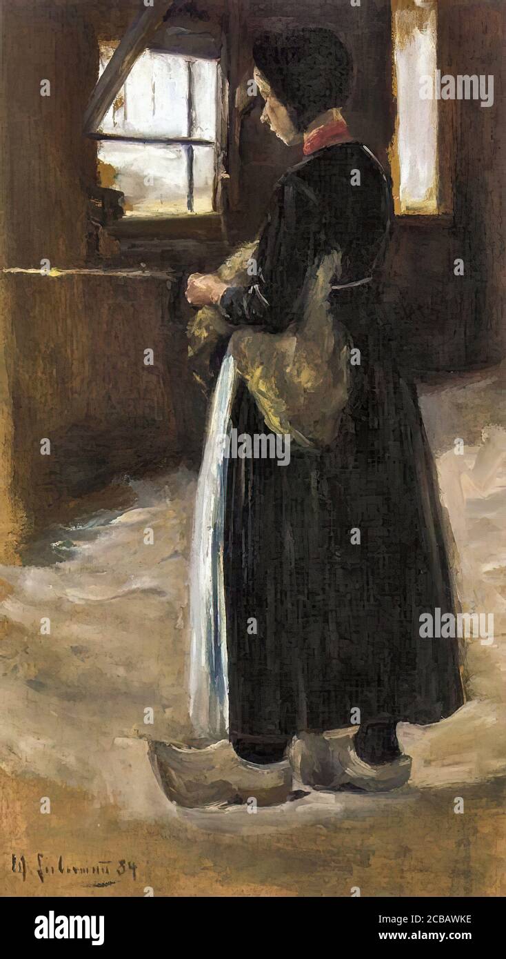 Liebermann Max - Spinner 2 - German School - 19th Century Stock Photo ...