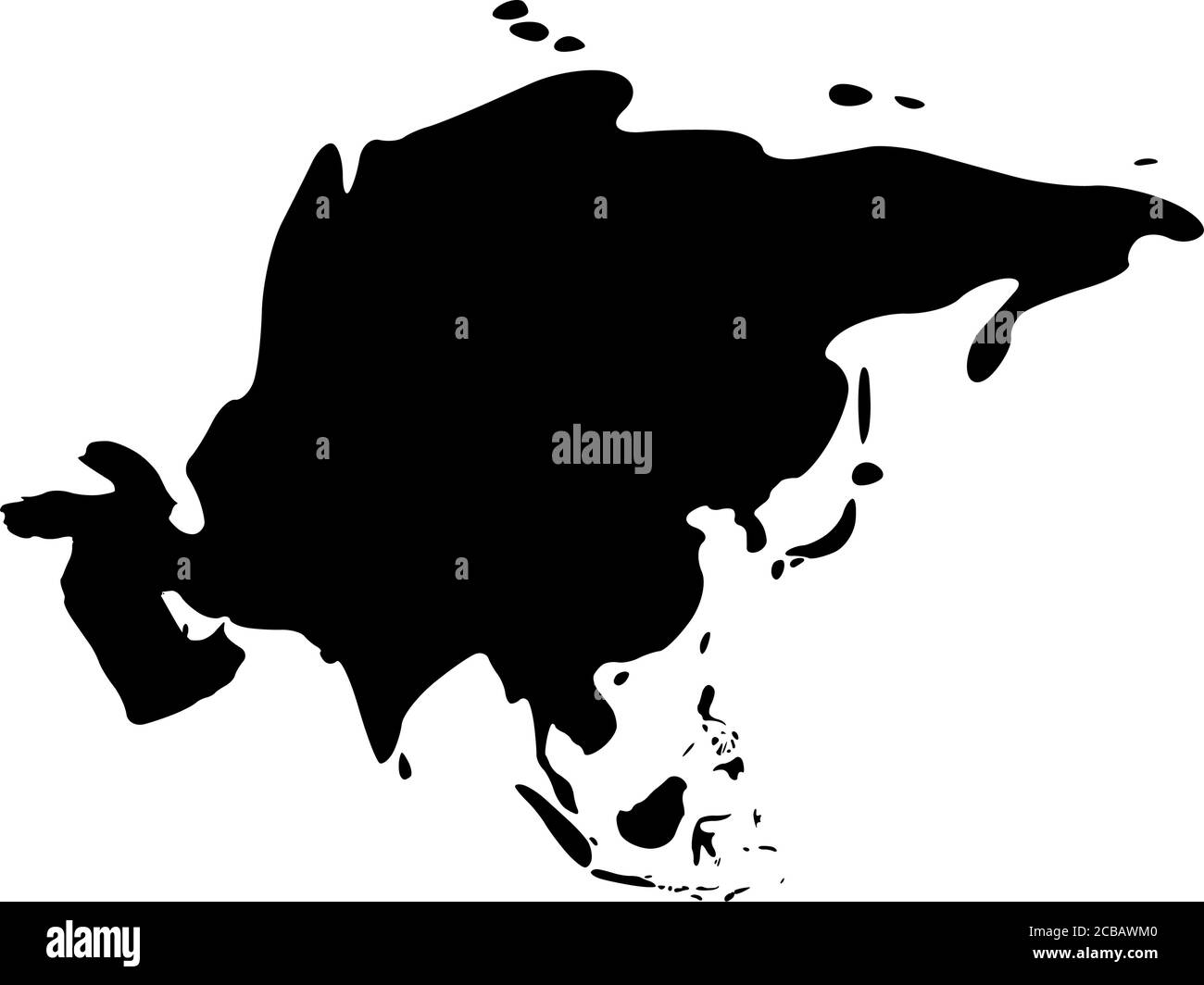 Asia black silhouette. Contour map of continent. Simple flat vector ...