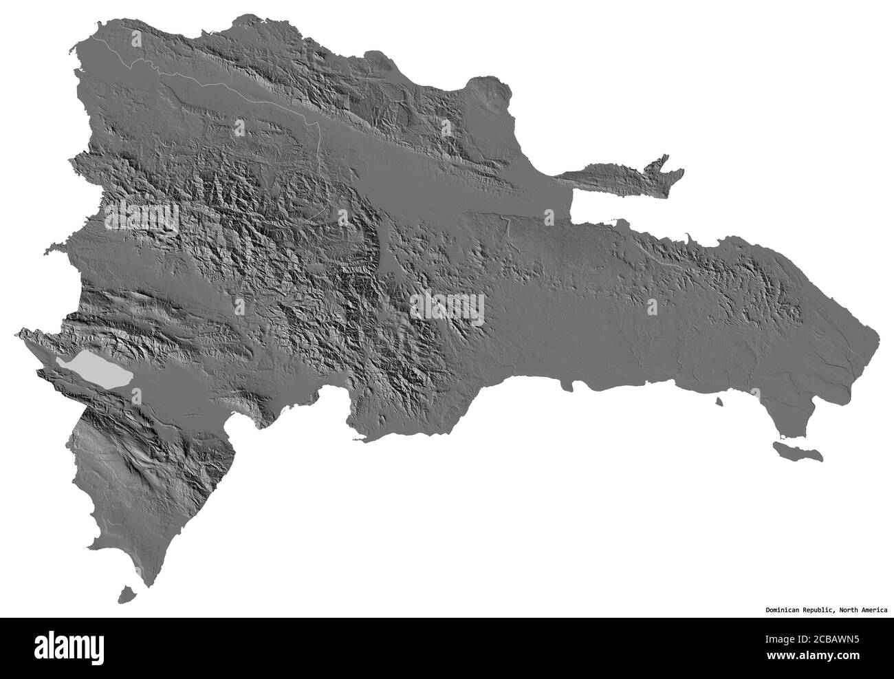 Shape of Dominican Republic with its capital isolated on white ...