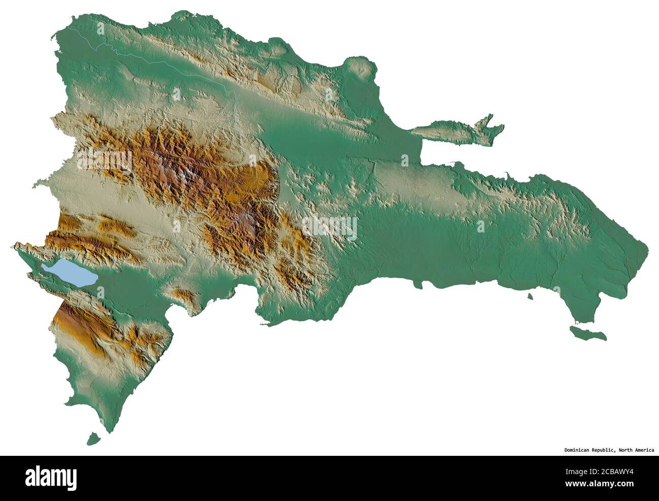 Shape of Dominican Republic with its capital isolated on white ...