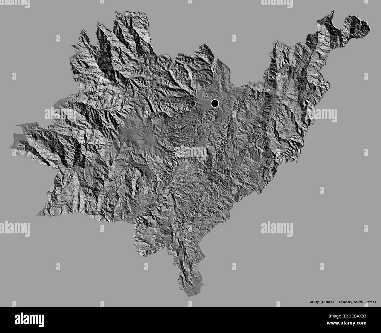 Shape of Azuay, province of Ecuador, with its capital isolated on a ...